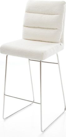 DELIFE Barstuhl Pela-Flex Boucl&eacute; Soft Beige Kufengestell Edelstahl Silberfarben, Barst&uuml;hle