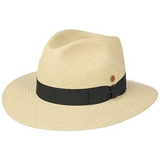 Mayser Chapeau Menton Paille Panama Femme/Homme - Made in The EU Protection UV de Soleil avec Ruban Gros Grain Ete Printemps-ete - 59 cm Nature