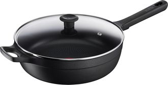 T-fal G61237 Trattoria Pro Schmorpfanne 28 cm mit Deckel | Aluguss | unbedenkliche Antihaftversiegelung | Thermo-Signal Temperaturanzeiger | für alle Herdar