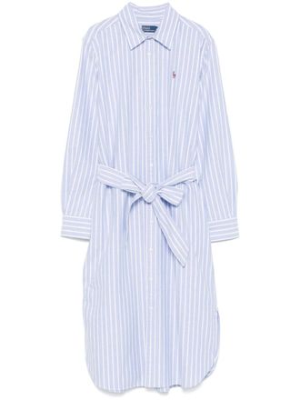 Polo Ralph Lauren robe mi-longue en coton à rayures - Bleu