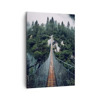 Arttor Bilder auf Leinwand Ausgesetzt Br&uuml;cke Wald Leinwandbild mit Rahmen 50x70cm Wandbilder Dekoration Wohnzimmer Schlafzimmer K&uuml;che Deko Gro&szlig; Wanddeko Bild