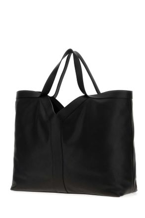 Saint Laurent Mens Black Leather Maxi Shopping Bag Nero Exterior: Calf Lining: Suede Borse A Mano