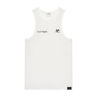 Courr&egrave;ges Logo Graphic Tank Top - - Tops - Herren - Wei&szlig; - S