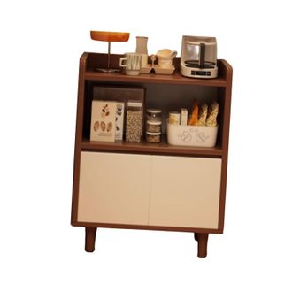 Generic Sideboard aus massivem &Ouml;ko-Holz mit offenen Ablagef&auml;chern und separatem Doppelt&uuml;rschrank, geeignet for K&uuml;chen und Eingangsbereiche.(Style1,60x40x91cm)