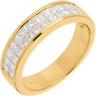 Edenly Trauring zur Hälfte mit Diamanten besetzt in Gelbgold - Kanalfassung 2-reihig - 1 Karat