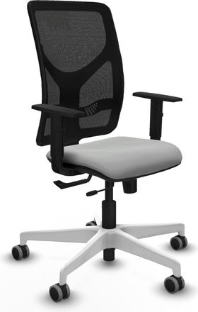 Piqueras y Crespo Grauer Schreibtischstuhl mit 1D-Armlehnen, h&ouml;henverstellbare Lendenwirbelst&uuml;tze, ausgestattet mit Syncro/Traslack und Schneideschaum, mit Rollen von 6