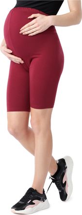 Be Mammy Damen Kurze Umstandsleggings aus Bio-Baumwolle BE20-285 (Weinrot, XXL)