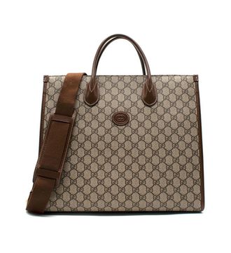 Gucci Brown Retro Monogram Pattern Canvas Tote Bag