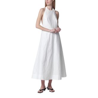 R&oacute;he Femme, Robes, Beige, Taille: 38 FR Robe Halter en Coton Textur&eacute;