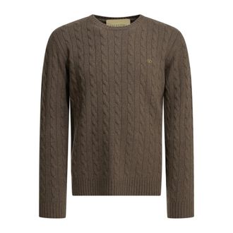 Valentino VLogo Pullover aus Zopfstrick - - Knitwear - Herren - Braun - XL