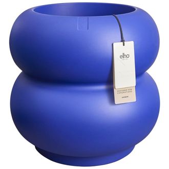 ELHO Amber Roll Low 43 - Blumentopf f&uuml;r Innen und Au&szlig;en - 100% recyceltes Plastik - &Oslash; 43 x H 40 cm - Blau/Royalblau