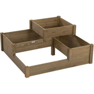 Liberte Jardini&egrave;re en bois 122x122x51cm, avec 3 marches, pour balcons et jardins, marron