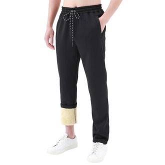 Generic Pantalon doublé en polaire thermique pour homme - Pantalon de jogging décontracté - Pantalon dhiver pour homme, Noir, XXL