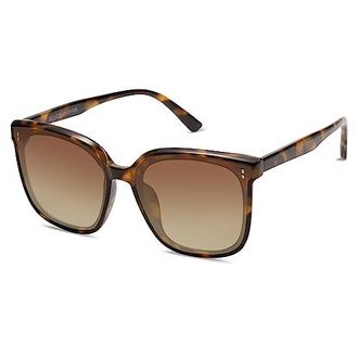 Sojos SJ2157 Lunettes de soleil unisexes effet miroir r&eacute;tro vintage grand carr&eacute; noir cool classique rectangulaire protection UV400 lunettes unisexes, marron