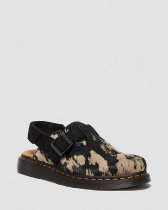 Dr. Martens Leder Jorge II Kontrast Hair-On Mules in Schwarz, Gr&ouml;&szlig;e: 43