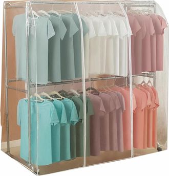 Generic Kleiders&auml;cke, 150 cm hoch, gro&szlig;e Kapazit&auml;t zum Aufh&auml;ngen von Kleidung, PEVA, geeignet f&uuml;r Doppelstangenkleiderb&uuml;gel (transparent, 160 x 90 x 150 cm)