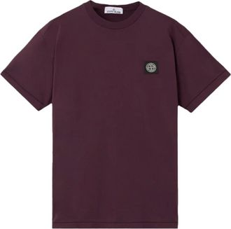 Stone Island Homme, Tops, Violet, Taille: 2XL Cotton Crew Neck T-Shirt