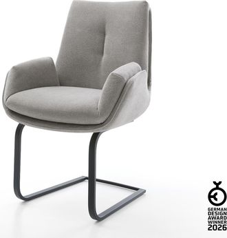 DELIFE Freischwinger Clea-Flex Strukturstoff Soft Grau Freischwinger flach Schwarz, Esszimmerst&uuml;hle