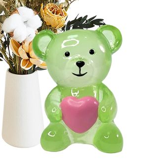 Generico B&auml;renfiguren, aus Kunstharz, klein, mit Herz, f&uuml;r den Schreibtisch, l&auml;chelnder und s&uuml;&szlig;er B&auml;r, f&uuml;r Zuhause, Regal, Wohnzimmer, Schlafzimmer, Arbeitszim