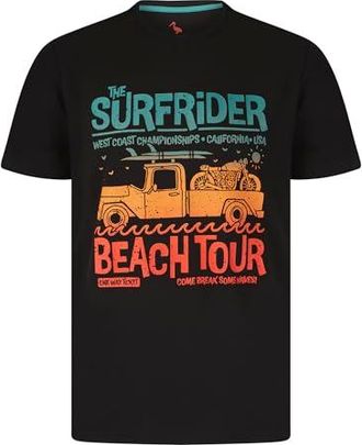 Sth. Shore T-shirt &agrave; col rond en coton imprim&eacute; graphique vintage pour homme &laquo; Surfer Van &raquo;, noir profond, L