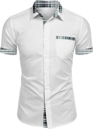Generic Vetement Homme Polo Chemise Manches Courtes Chemise Manche Courte Homme V&ecirc;tements Militaire Tenue Champetre Verte Tee Shirt Blanc Chemisette Homme Vet