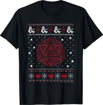 Dungeons & Dragons Weihnachts-Strickmuster-W&uuml;rfel T-Shirt