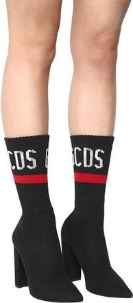 GCDS Black Logo Intarsia Sock Boots Size 39