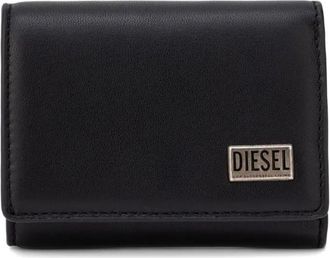 Diesel Portemonnaies - Compact Black Wallet With Metal Logo Plaque - Gr. unisize - in Schwarz - für Damen