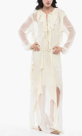 Diesel Tie-Neck Maxi Dress D-AZZLING With Ruffles And Slits Diesel