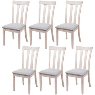 Hhg 6x chaise de salle &agrave; manger 525, tissu, en bois massif, ch&acirc;ssis clair, gris