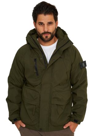 SOULSTAR Herren &Uuml;bergangsjacke mit Kapuze Fieldjacket Fleece Gef&uuml;tterte Steppjacke Outdoorjacke Winterjacke Mens Jacket S2_WGB-9-Olive-S