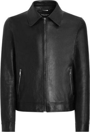 Dolce & Gabbana Homme, Vestes, Noir, Taille: XL Veste en cuir