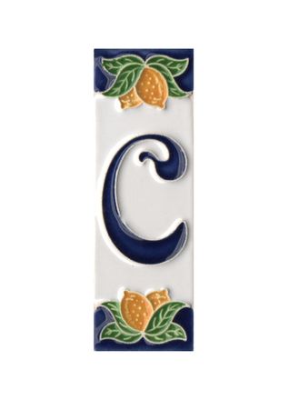 Generic Hausnummern, italienische Keramik-Zahlen und Buchstaben, Zitronendesign, Fliesengr&ouml;&szlig;e: 10 cm x 3,5 cm (Buchstabe C)