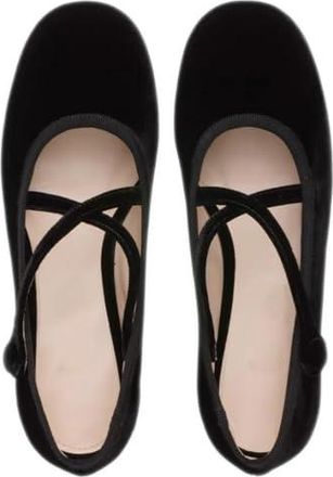 Generic Ballerines Mary Jane pour Femmes, Chaussures de Danse Plates Confortables en Velours Grande Taille &agrave; Lani&egrave;Res Crois&eacute;es Talons Bas Bout Rond Espadrille