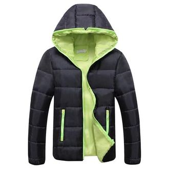 Generic Veste matelass&eacute;e classique &agrave; capuche avec fermeture &eacute;clair int&eacute;grale pour homme - Coupe ajust&eacute;e - L&eacute;ger - Style d&eacute;contract&eacute; - Pour lext&eacute;rieur, Vert, 3