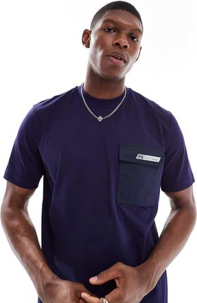 Paul Smith T-Shirt in Marineblau mit normaler Passform und schr&auml;gem PS-Logo