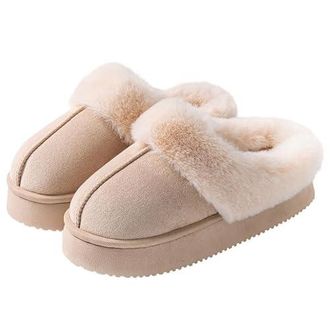 Generic Pantoufles pelucheuses pour femme, pantoufles moelleuses et confortables en mousse &agrave; m&eacute;moire de forme, chaussures dhiver chaudes et antid&eacute;rapantes pou
