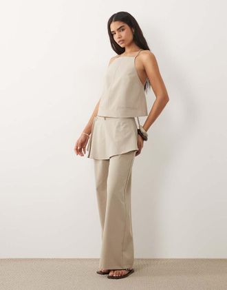 Asos Pantalon densemble ajust&eacute; avec jupe - Beige-Neutral