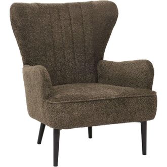 Hhg Lounge-Sessel HHG-060, Cocktail-/Ohrensessel Polsterstuhl Retro Vintage Stoff Chenille (500g/m²) Öko-Tex, vert-brun