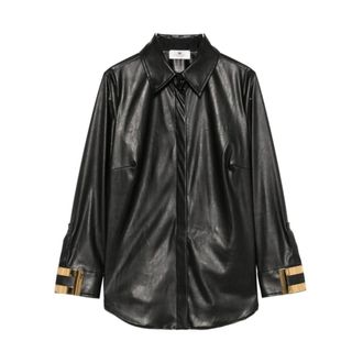 Elisabetta Franchi Femme, Blouses et Chemises, Noir, Taille: 44 FR Chemise &agrave; col pointu et boutons cach&eacute;s