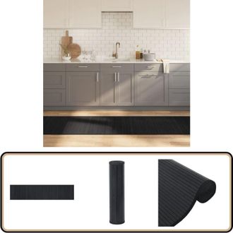 vidaXL Teppich Rechteckig Schwarz 70x300 cm Bambus - Bambus Teppich - Wohnzimmer Teppich - Flur Teppich - Rechteckiger Teppich - Schwarzer Teppich