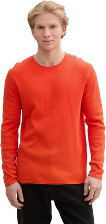Tom Tailor Herren Strickpullover aus Baumwolle, 21559 - Deep Fiery Orange, M