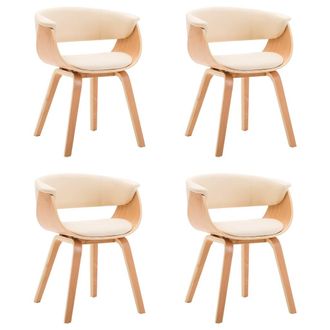 vidaXL Vidaxl - Sedie Da Pranzo 4 Pz In Legno Curvato E Similpelle Crema
