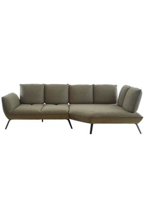 Moderano Ecksofa, Olivgrün, Textil, 5-Sitzer, Ottomane rechts, L-Form, 320x169 cm, Typenauswahl, Fußauswahl, Lederauswahl, Stoffauswahl