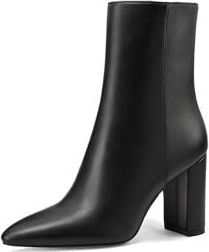 Queen Helena K4075 Bottines à talons hauts à bout fermé pour femme, Noir en polyuréthane., 35 EU