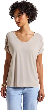 Street One Damen 3227742 Silk-Look Shirt mit Raffung, Smooth Sand beige, 34