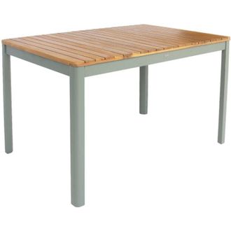 Sweeek Sweeek - Table de jardin en acacia kaki 6 places - Coins arrondis - Dimensions 120 x 80 x 75 cm - Pour ext&eacute;rieur - Charme authentique
