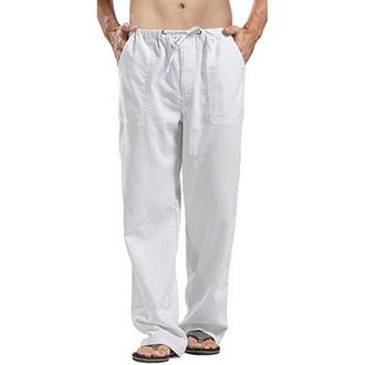Generic Leinenhose Herren, Sommerhose Herren Leicht Lang, Business Hose Mit Kordelzug Sommer Hosen Stretch Freizeithose Lang Linen Pants Baggy Stoffhose Große
