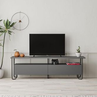 Decortie Decortie Cornea Meuble TV moderne avec rangement Meuble TV 150cm, gris anthracite