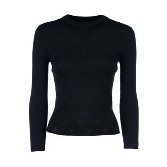 Balenciaga BB-Muster Open-Knit Jumper - - Knitwear - Damen - Schwarzk - L